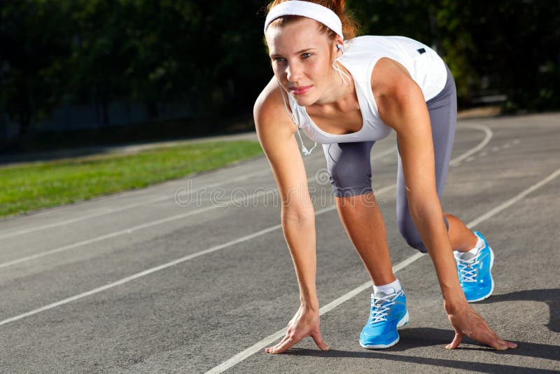Woman Getting Ready To Start on Stock Photo - Image of clothing ...