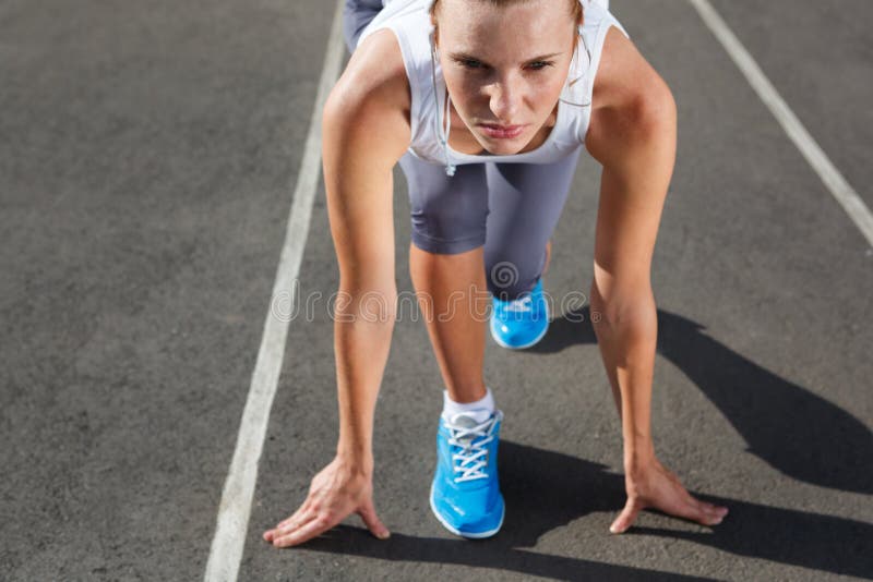 Woman Getting Ready To Start on Stock Image - Image of athlete, healthy ...