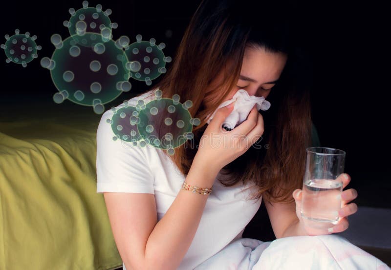A woman is getting sick stock image. Image of asian - 175709809