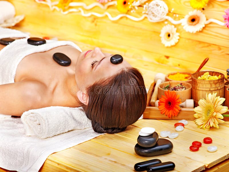 Woman Getting Stone Therapy Massage . Stock Photo - Image of massage ...