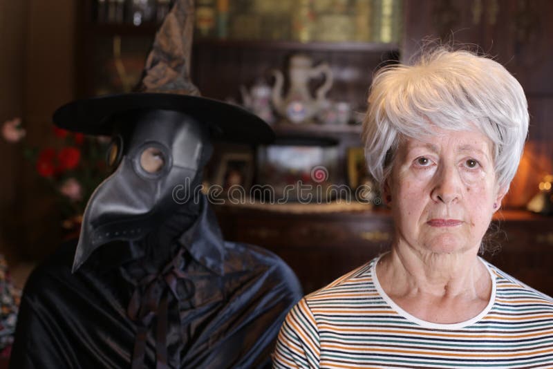 Woman Getting a Terrifying Visit Stock Photo - Image of crow, death ...
