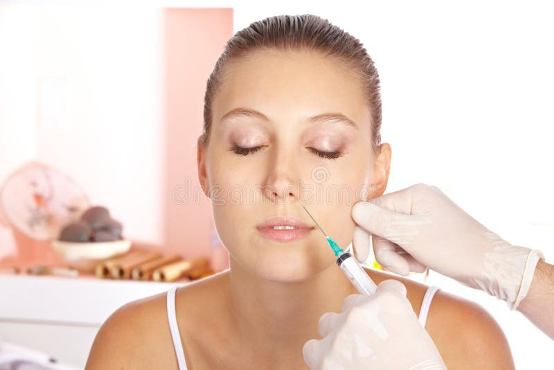 Woman Getting Wrinkle Treatment Stock Image - Image of cheeks ...