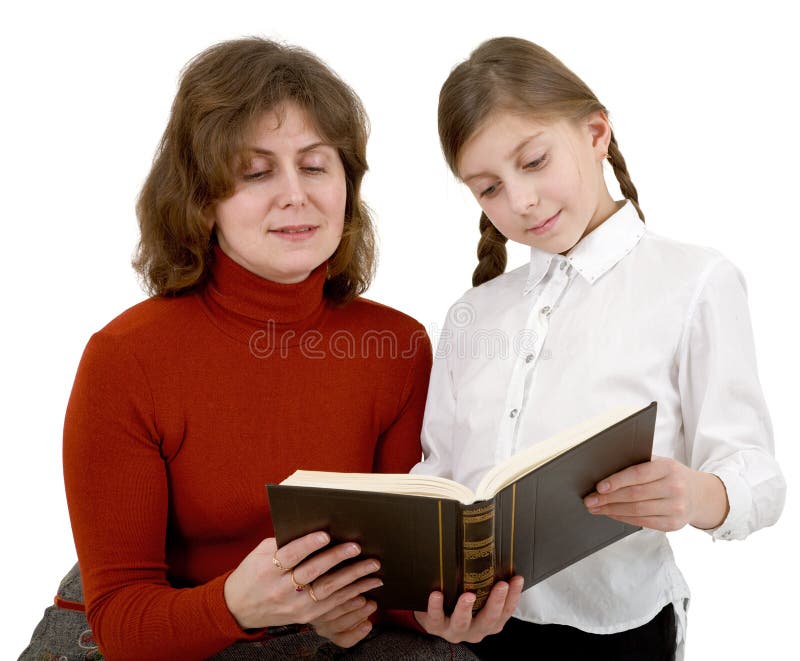 Woman and Girl Reading Book Stock Photo - Image of cute, women: 7903668