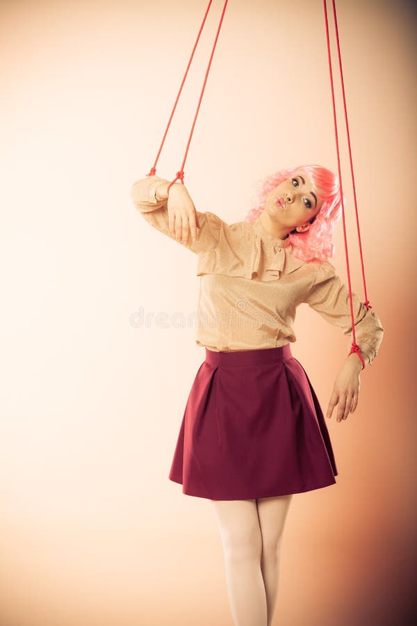 Woman Girl Stylized Like Marionette Puppet on String Stock Image ...