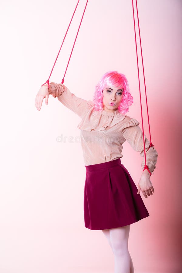 Woman Girl Stylized Like Marionette Puppet on String Stock Photo ...