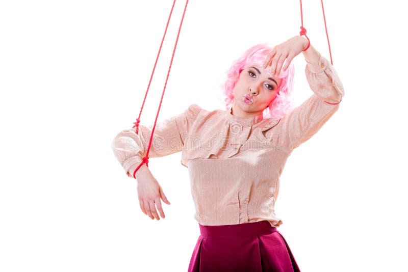 Woman Girl Stylized Like Marionette Puppet on String Stock Photo ...