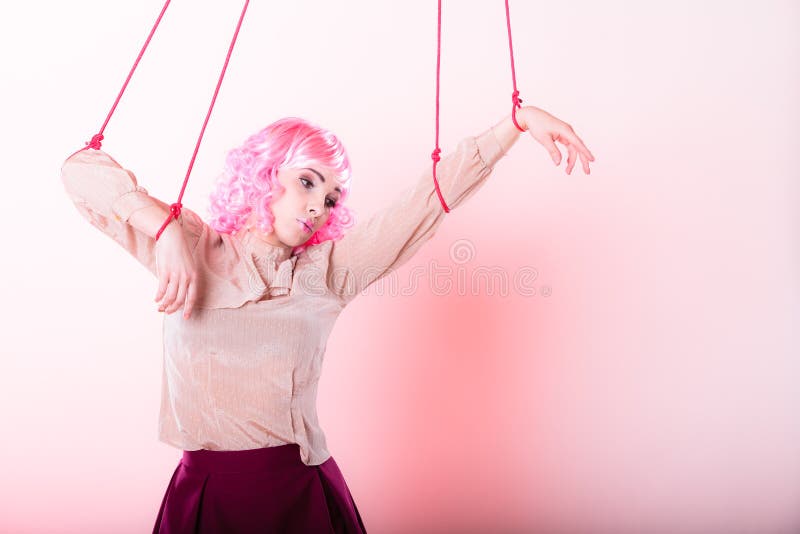 Woman Girl Stylized Like Marionette Puppet on String Stock Image ...