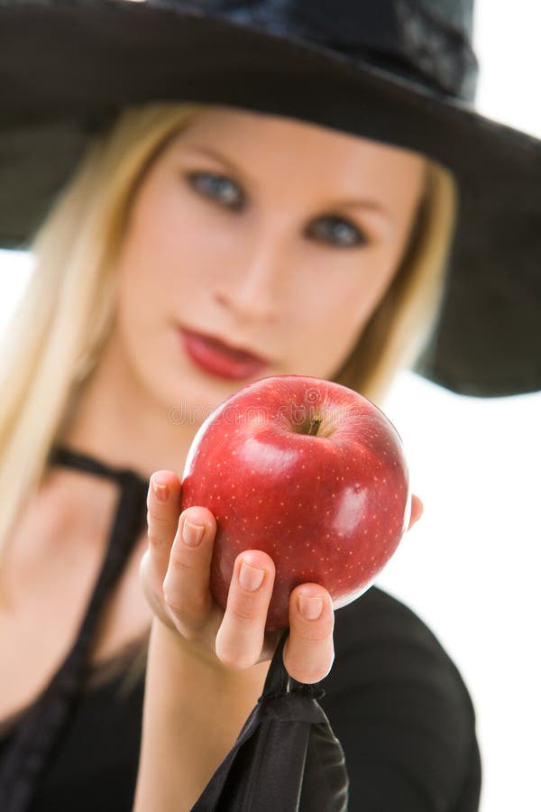 Woman giving apple stock photo. Image of creepy, fruit - 12199108