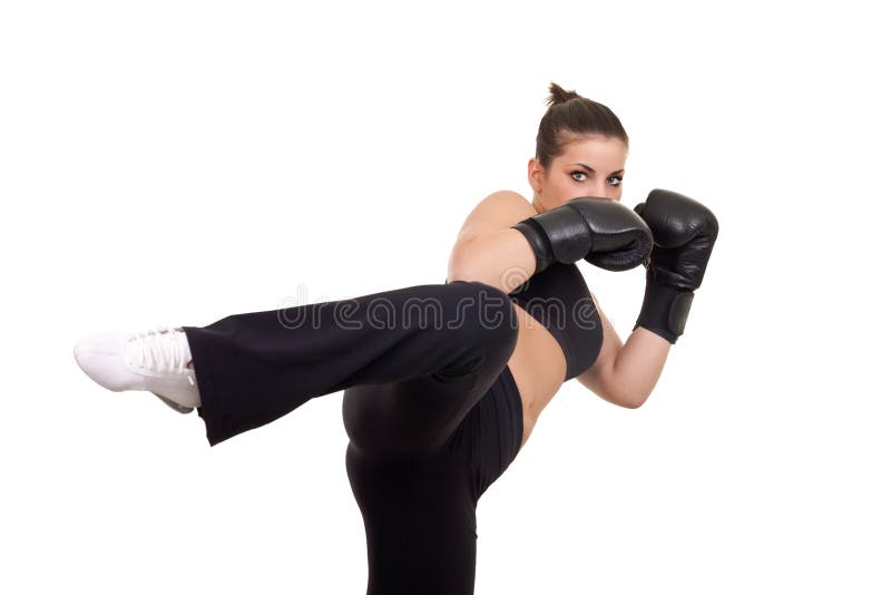 Woman Kickboxing Posture Boxer Boxing Stock Photo - Image of athlete ...