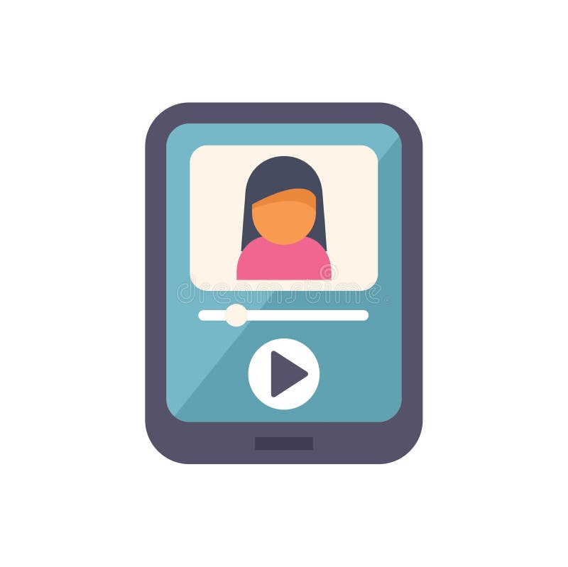 Woman Giving Online Interview on Smartphone Screen Stock Illustration ...