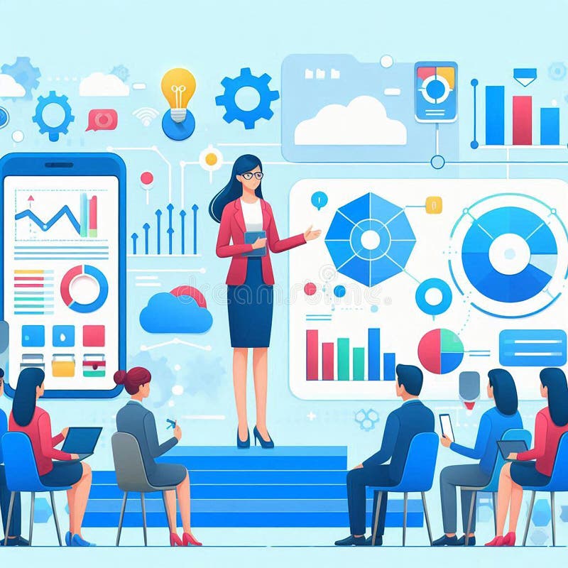 A Woman Giving a Presentation To a Group of People Stock Illustration ...