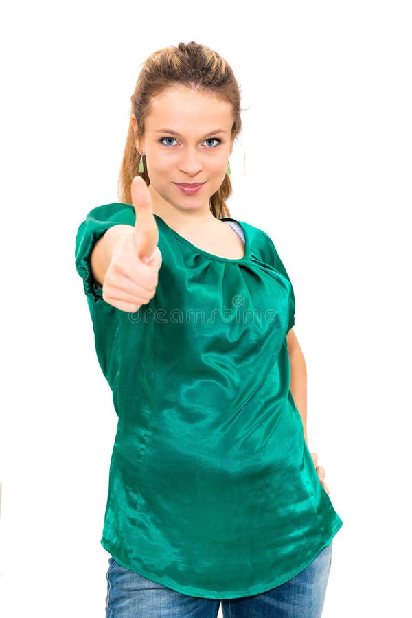 Woman giving two thumbs up stock image. Image of gesture - 43174289