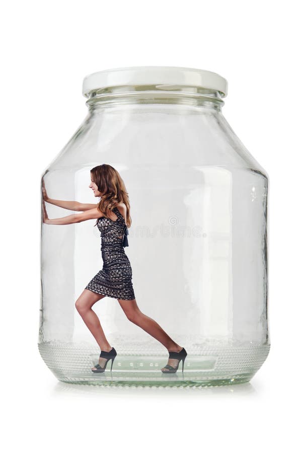 Woman in glass jar stock image. Image of fashion, elegant - 36963221
