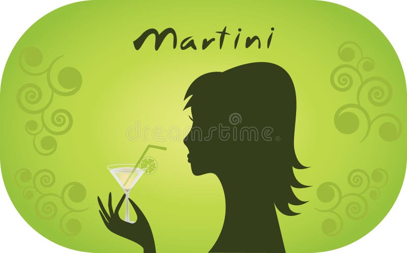 Woman with Glass of Martini. Stock Vector - Illustration of drink ...