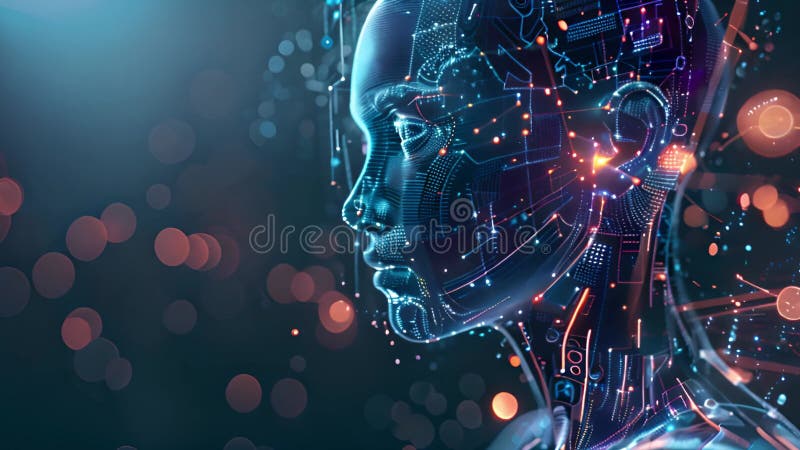 Woman with Glowing Computerized Head Stock Video - Video of cybernetic ...