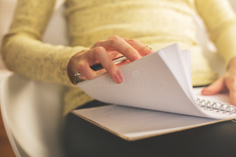 Woman going through notes stock photo. Image of leisure - 93182126