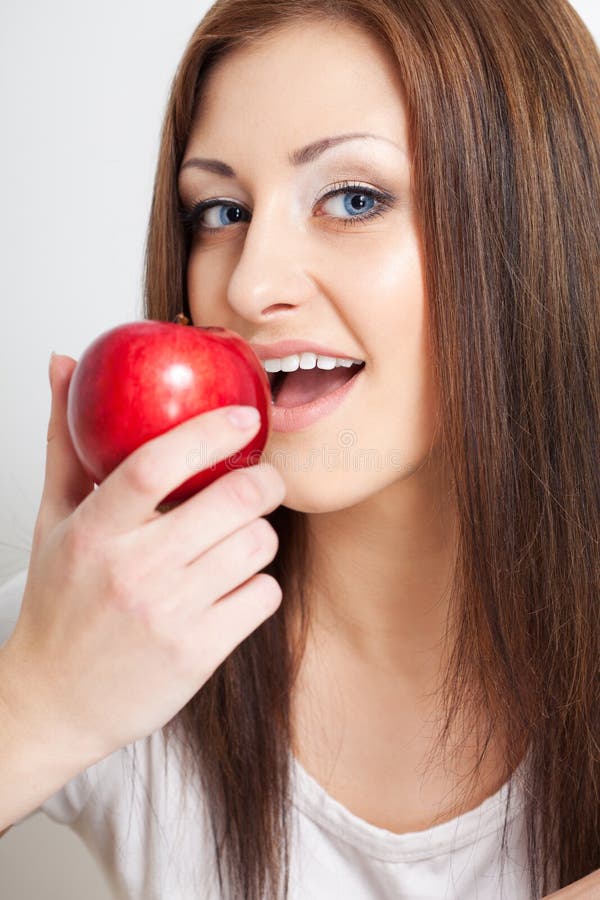 Woman Going To Eat Red Apple Stock Image - Image of diet, healthy: 28020243