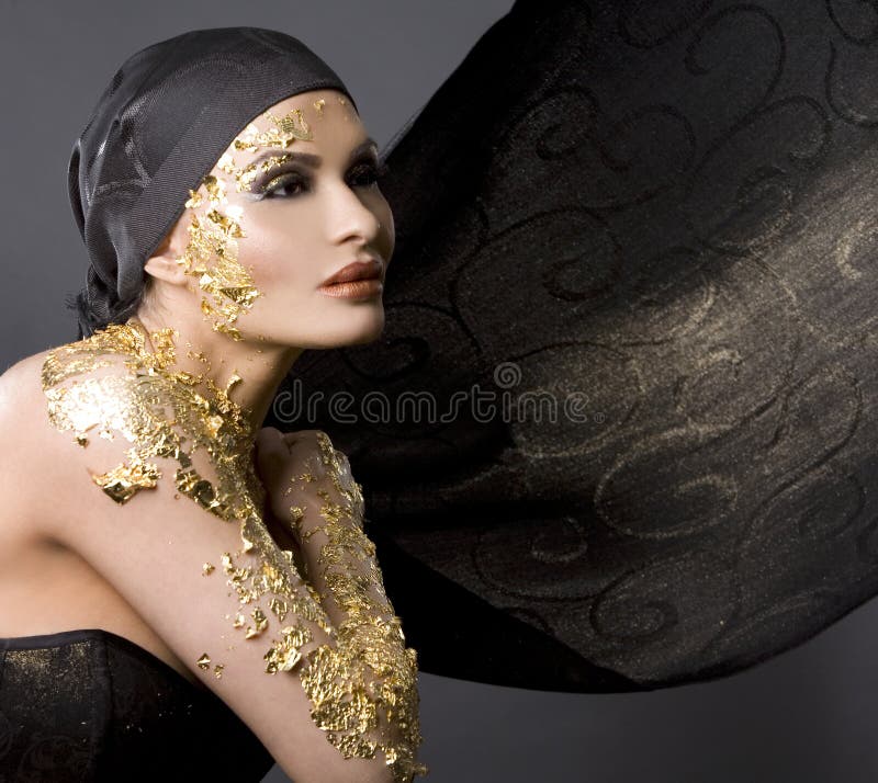 Woman in gold stock photo. Image of mood, gold, glamorous - 11233416