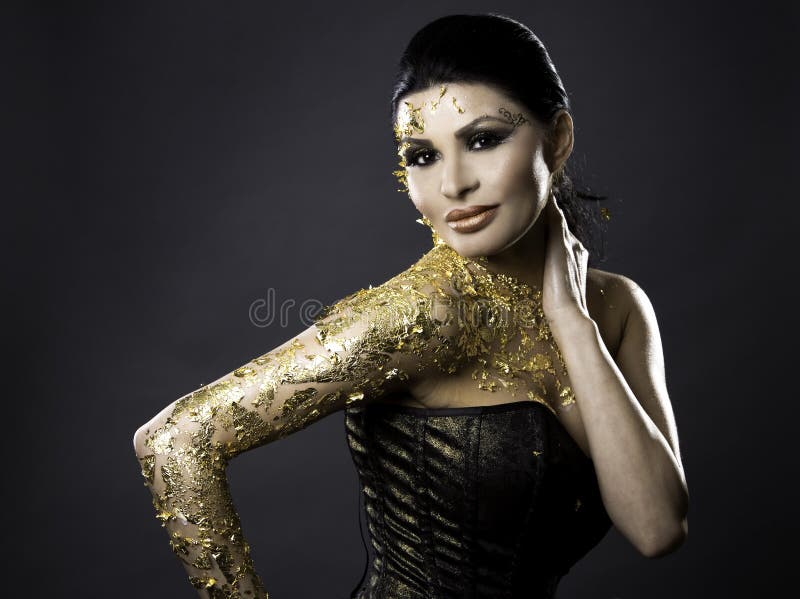 Woman in gold stock photo. Image of sensual, metalic - 11400278