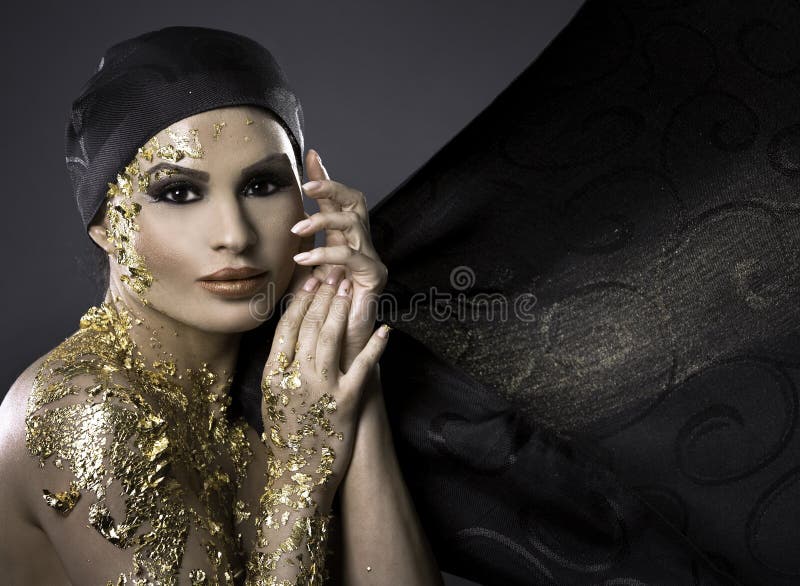 Woman in gold stock photo. Image of beautiful, closeup - 11666502