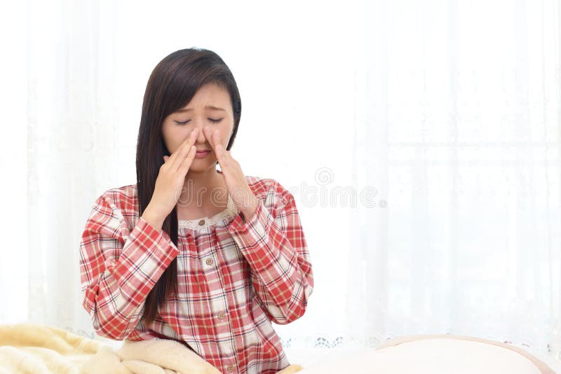 Woman got a cold stock image. Image of depression, condition - 92727427
