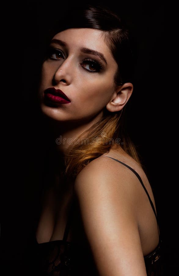 Woman in Goth Makeup Posing for Camera Stock Image - Image of glamour ...