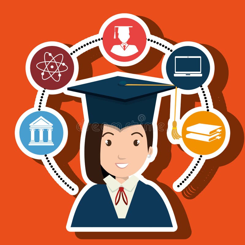 Woman and Man Graduation with Diploma and Chat Bubble Stock ...