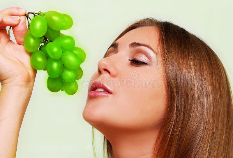 Woman and grape stock image. Image of grape, modern, look - 10937489