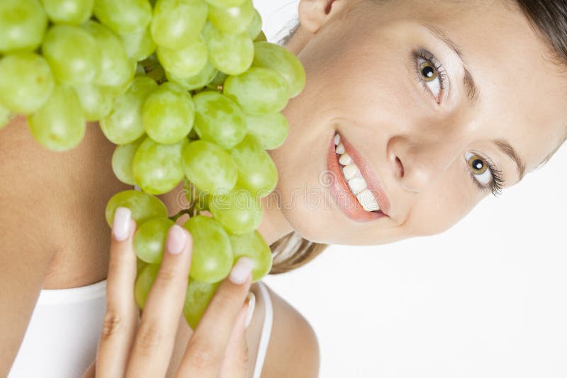 Woman with grape stock photo. Image of haired, grapes - 12212994