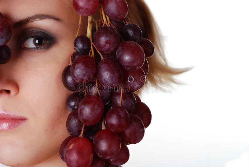 Woman with grape stock photo. Image of nutrient, cute - 7402126