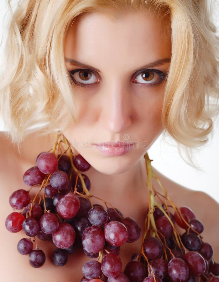Woman with grape stock image. Image of fashion, person - 7454409