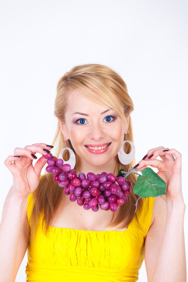 Woman with grape stock image. Image of beauty, girl, makeup - 11857419