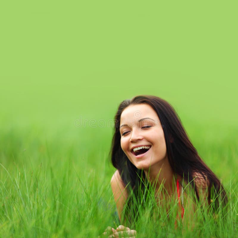 Woman on grass stock image. Image of nature, light, face - 25378697