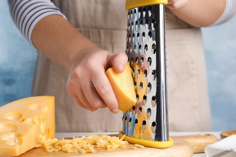 Woman Grating Fresh Cheese at Table Stock Image - Image of diet ...