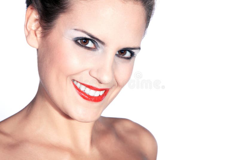 Woman with Great Makeup Closeup Stock Photo - Image of cheerful ...