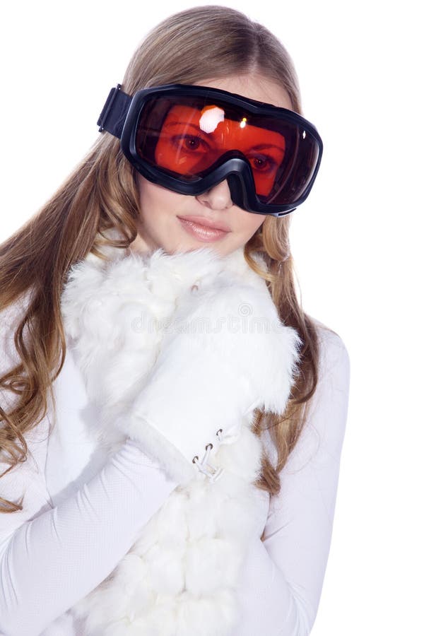 Woman with Great Makeup and Ski Goggles Stock Image - Image of nature ...