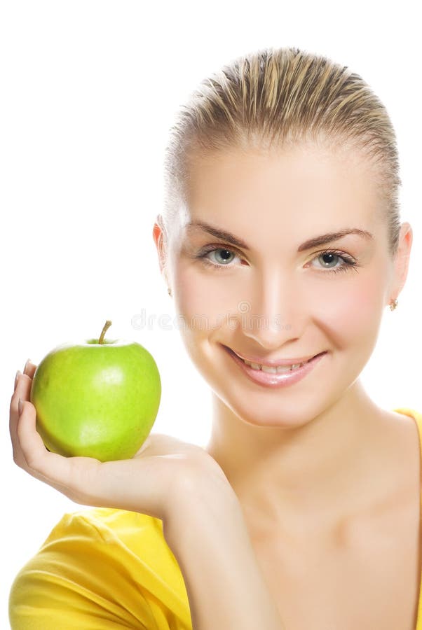 Woman with green apple stock image. Image of desire, health - 6199741