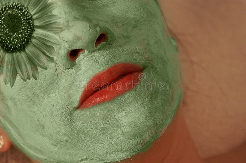 Woman with Green Mask on Face Stock Image - Image of care, mask: 36868559