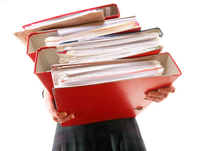 Female Office Worker Carrying a Stack of Files Stock Photo - Image of ...