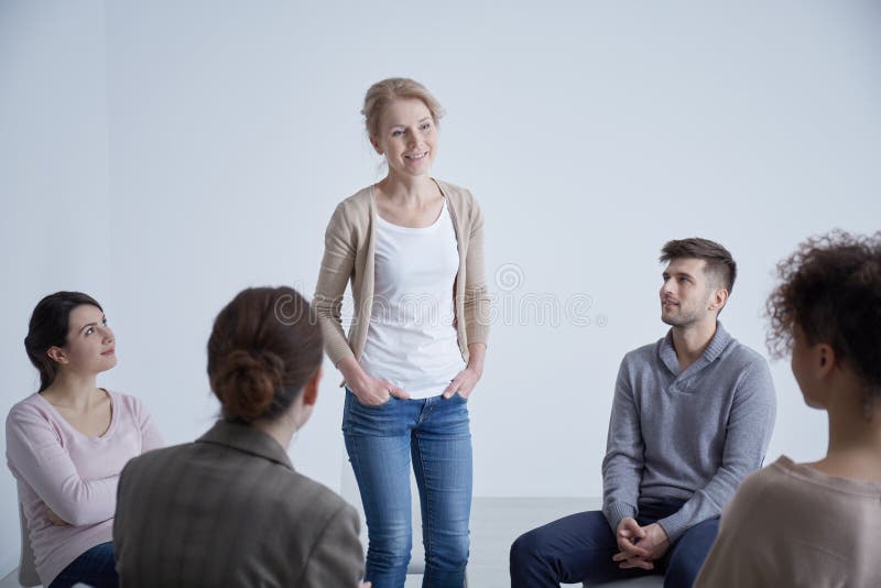 Woman in a group stock photo. Image of psychotherapy - 92127174