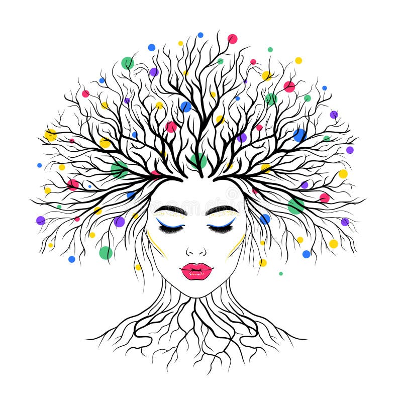 Tree Hair Woman Face Stock Illustrations – 1,941 Tree Hair Woman Face ...