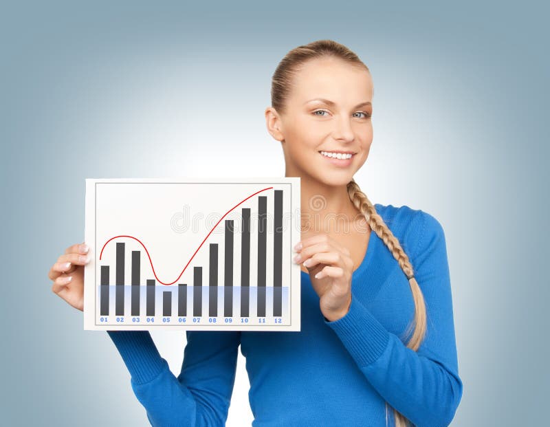 Woman with Growth Graph on Board Stock Image - Image of business ...