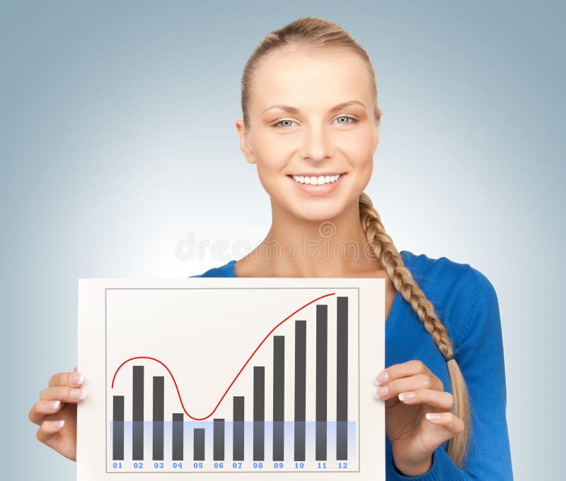 Woman with Growth Graph on Board Stock Image - Image of female, cute ...