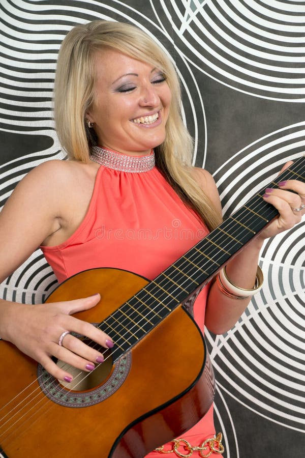 Woman and guitar stock image. Image of music, guitar - 46140741
