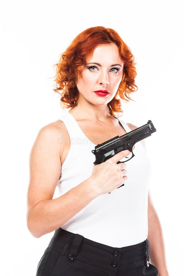 Woman with gun stock photo. Image of people, pistol, woman - 28542804