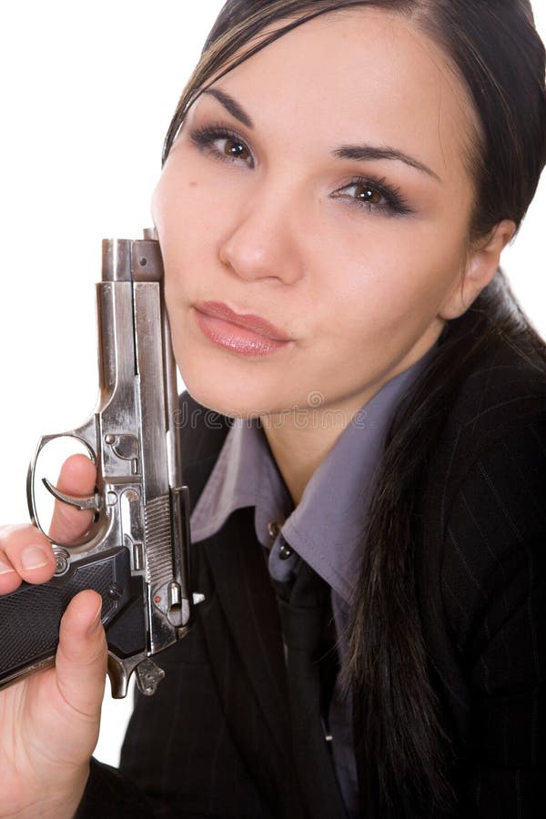 Gun Woman stock image. Image of black, female, grey, copy - 17364931