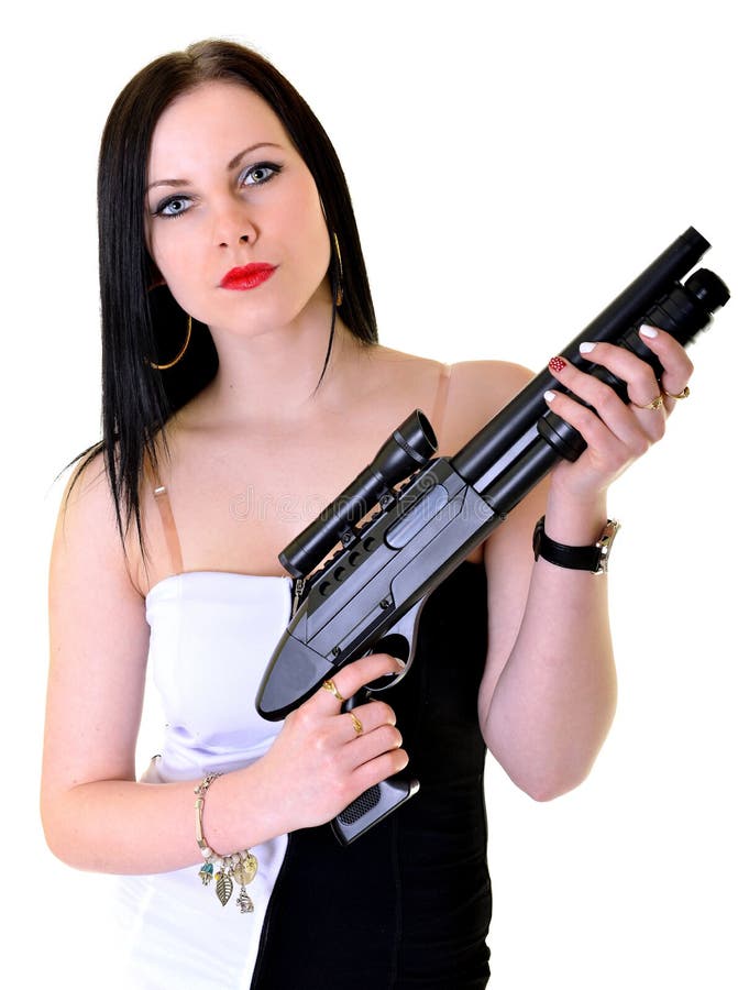 Woman with Gun stock photo. Image of beauty, gorgeous - 38937988