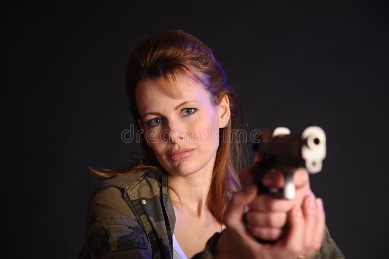 Woman with gun stock photo. Image of reenactment, camouflage - 92203564
