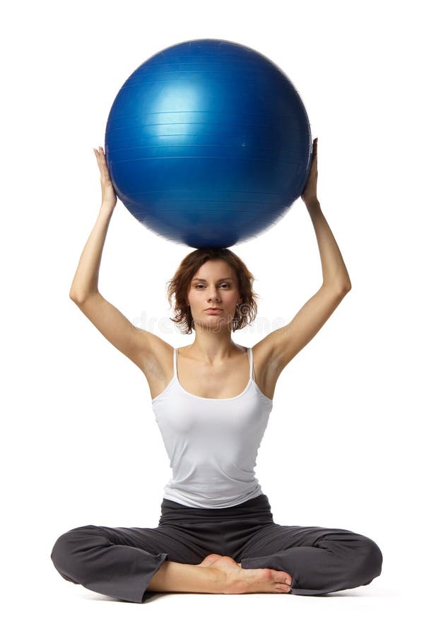 Woman with gymnastic ball stock photo. Image of lifestyle - 12095018