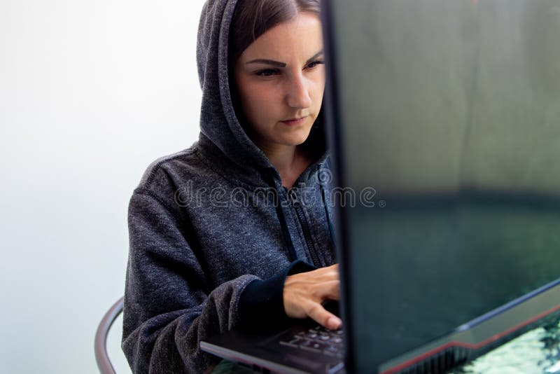 Woman Hacker Programmer Is Working On Computer In Cyber Security Center 7834